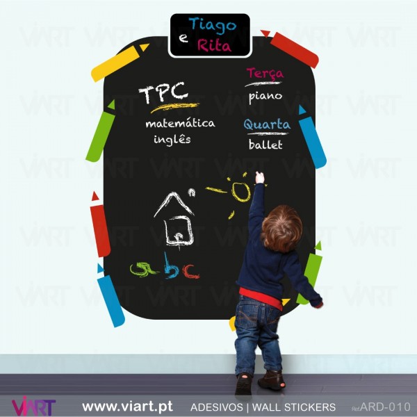 Kids Blackboard with 8 pencils - Chalkboard wall sticker decoration - Viart
