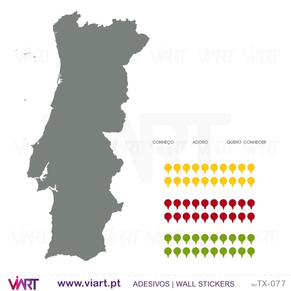 Portugal Map with pins. Wall stickers - Viart
