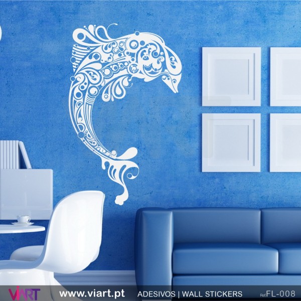 Floral Dolphin - Wall stickers - Vinyl decoration - Viart