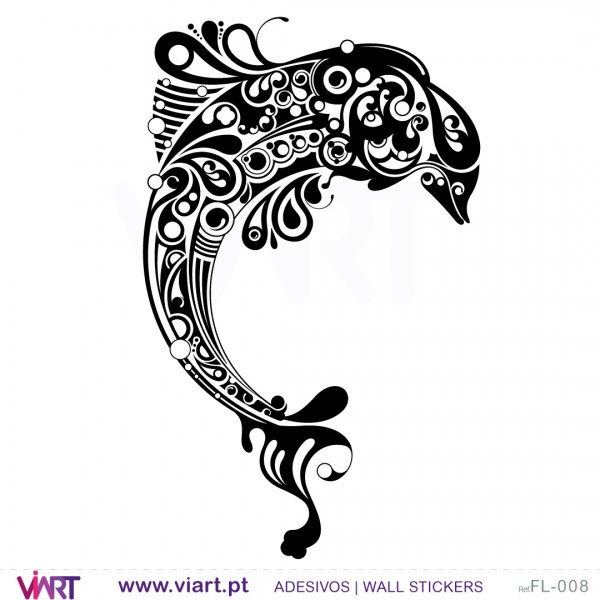 Floral Dolphin - Wall stickers - Vinyl decoration - Viart