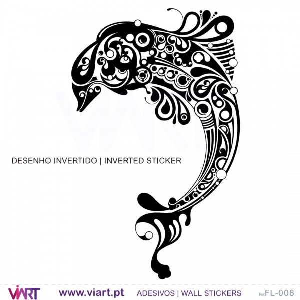 Floral Dolphin - Wall stickers - Vinyl decoration - Viart