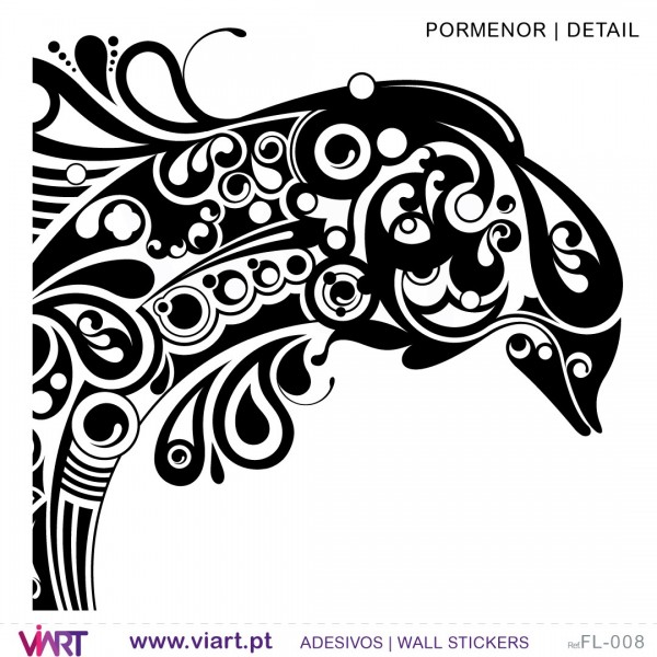Floral Dolphin - Wall stickers - Vinyl decoration - Viart