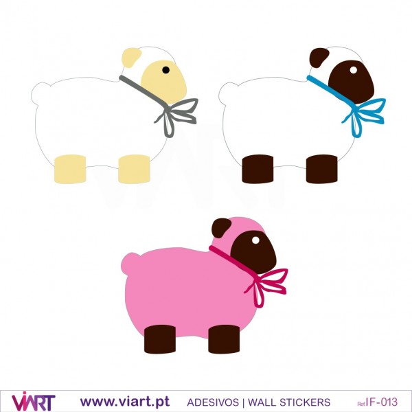 Set of 6 sheep - Wall stickers - Vinyl decoration - Viart